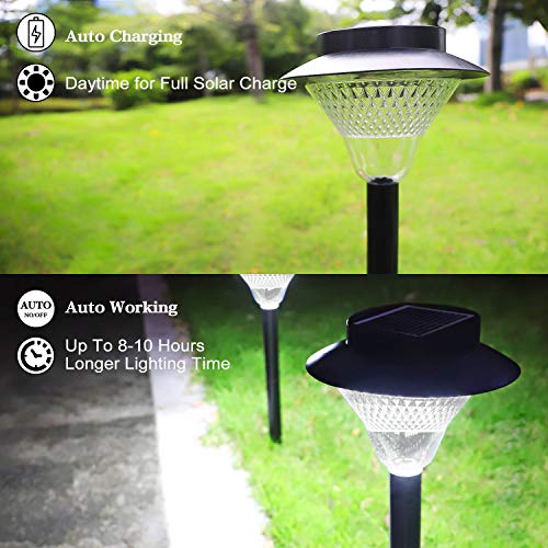 Solar Pathway Lights Outdoor,High Lumens Landscape Path Lights,IP65 Waterproof Auto On/Off White Solar Driveway Light,Long Lasting LED Solar Walkway Back Yard Lights for Garden Lawn Patio Walkway-2PCK