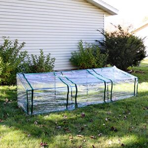 Sunnydaze Mini Cloche Greenhouse with Zipper Doors - Portable Greenhouse with 3 Doors and Slanted Top - Steel Wire Frame with PVC Plastic Cover - Outdoor Mini Greenhouse - Clear