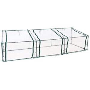 Sunnydaze Mini Cloche Greenhouse with Zipper Doors - Portable Greenhouse with 3 Doors and Slanted Top - Steel Wire Frame with PVC Plastic Cover - Outdoor Mini Greenhouse - Clear