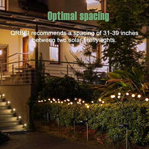 QRBSI 2 Pack Solar Powered Firefly Lights, Solar Garden Lights - Swaying & Waterproof Outdoor Garden Decorations - High Flexibility & Heavy Bulb Base - Perfect for Pathways, Patios, and Landscapes