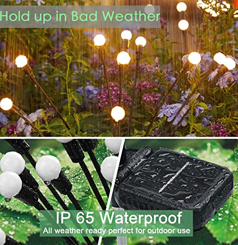 QRBSI 2 Pack Solar Powered Firefly Lights, Solar Garden Lights - Swaying & Waterproof Outdoor Garden Decorations - High Flexibility & Heavy Bulb Base - Perfect for Pathways, Patios, and Landscapes