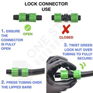 Drip Irrigation Tubing 1/2" - (4 Elbow, 4 Tee, 4 Coupling, 4 End Plug, 2 Shut Off Valves) Universal Perma Connector Barbed Locking Fitting - Fits All Brands 16-17mm Drip Tape & Tubing (18, Mixed Pack)