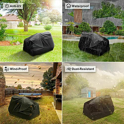 Airway Riding Lawn Mower Cover, Waterproof Universal Tractor Cover Fits Decks up to 54 inches ,Heavy Duty Polyester Oxford, Durable, UV, Water Resistant Covers for Your Riding Garden Tractor 72 inches L x 54 inches W x 46 inches H, Black, X-Large