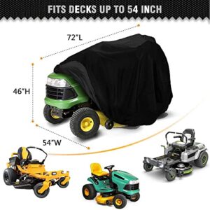 Airway Riding Lawn Mower Cover, Waterproof Universal Tractor Cover Fits Decks up to 54 inches ,Heavy Duty Polyester Oxford, Durable, UV, Water Resistant Covers for Your Riding Garden Tractor 72 inches L x 54 inches W x 46 inches H, Black, X-Large