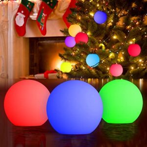 moko floating pool lights, 3pcs soft glowing ball light 16 colors led waterproof hanging night lights remote control light up globes for pool beach garden patio lawn party halloween decorations, white