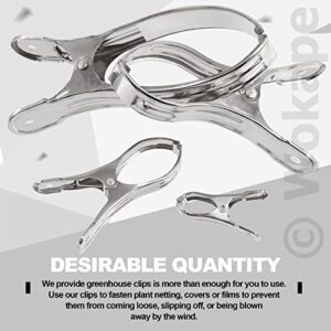 Wokape 10Pcs 6.3 Inch Stainless Steel Garden Clips, Heavy Duty Clamps with Large Open, Strong Grip Clips for Greenhouse Plant Cover Netting/ Garden Shade Cloth/ Beach Towel/ Clothespins/ Quilt