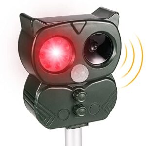 ultrasonic animal repellent,jahy2tech solar animal repeller with pir sensor flashing lights alarm sound for garden,yard,attic-scare away voles,cats,dogs,mice,rat,rodents,birds