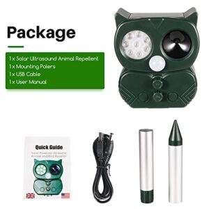 Ultrasonic Animal Repellent,Jahy2Tech Solar Animal Repeller with PIR Sensor Flashing Lights Alarm Sound for Garden,Yard,Attic-Scare Away Voles,Cats,Dogs,Mice,Rat,Rodents,Birds