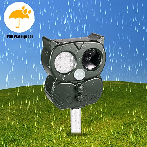 Ultrasonic Animal Repellent,Jahy2Tech Solar Animal Repeller with PIR Sensor Flashing Lights Alarm Sound for Garden,Yard,Attic-Scare Away Voles,Cats,Dogs,Mice,Rat,Rodents,Birds