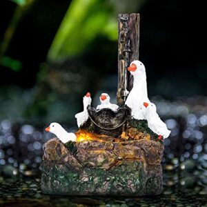 kkl garden statue solar duck figurine with led lights solar garden outdoor decoration waterproof resin sculpture duck statue for patio yard lawn porch art ornament housewarming christmas birthday gift