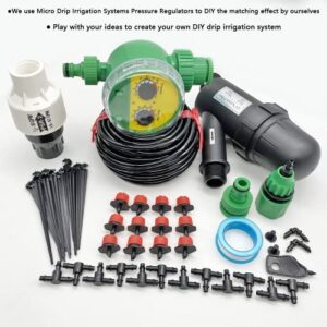 NUODITOS Gardening Watering System Tools Micro Drip Irrigation System Pressure Regulator Irrigation Garden Watering System 10 Or 15 Or 20PSI Both Ends Interface 3/4'' Female Thread (15 PSI)