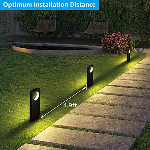 LEONLITE LED Low Voltage Pathway Lights, 12V AC/DC Landscape Path Light, Anti Glare Outdoor Walkway Lighting, Aluminum Dual Side Glowing Landscaping Path Light, Black, 3000K Warm White, Pack of 4