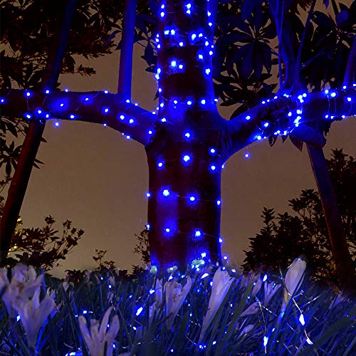 Solar Fairy String Lights Outdoor: 2 Pack Waterproof Copper Wire Lights - Each 39.5FT 120 LED - 8 Modes - Christmas - Yard -Garden - Blue