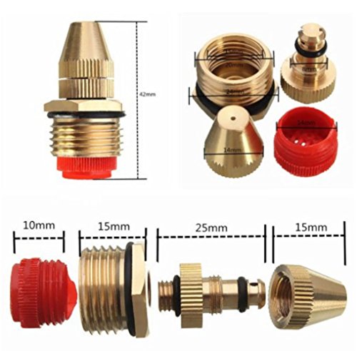 BIGBUY 1/2 Inch Garden Misting Nozzle Multiple Spray Patterns Brass Adjustable (2)