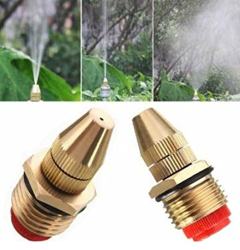 BIGBUY 1/2 Inch Garden Misting Nozzle Multiple Spray Patterns Brass Adjustable (2)