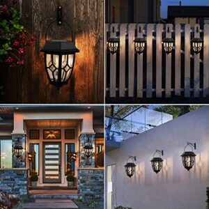 Solar Lanterns Outdoor Waterproof, Solar Wall Lights Outdoor, Hanging Solar Lights for Outside Fence Porch Decor, Warm White 2 Pack