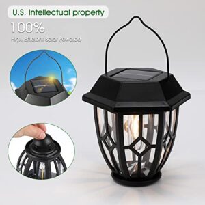 Solar Lanterns Outdoor Waterproof, Solar Wall Lights Outdoor, Hanging Solar Lights for Outside Fence Porch Decor, Warm White 2 Pack