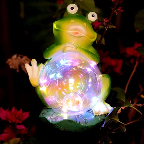 Rizzon Garden Statues-Solar Garden Decor Lights-Solar Frogs- Outdoor Lawn Decor Garden Frog for Pathway Balcony, Yard, Lawn Patio Decorations