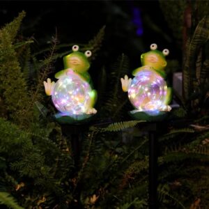 Rizzon Garden Statues-Solar Garden Decor Lights-Solar Frogs- Outdoor Lawn Decor Garden Frog for Pathway Balcony, Yard, Lawn Patio Decorations