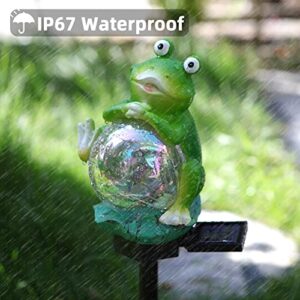 Rizzon Garden Statues-Solar Garden Decor Lights-Solar Frogs- Outdoor Lawn Decor Garden Frog for Pathway Balcony, Yard, Lawn Patio Decorations