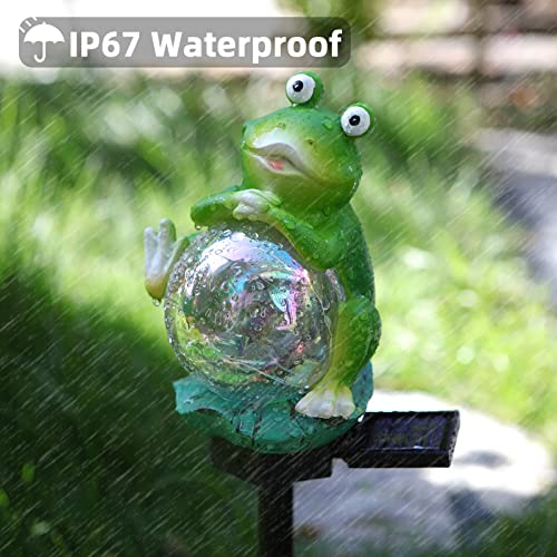 Rizzon Garden Statues-Solar Garden Decor Lights-Solar Frogs- Outdoor Lawn Decor Garden Frog for Pathway Balcony, Yard, Lawn Patio Decorations