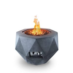 kante concrete propane fire pit table, 50,000 btu geometric table with tray style lid for outside patio garden decor, 25” d x 18.5” h smokeless gas pit, come dust covers, charcoal (a-gf002-c60121)