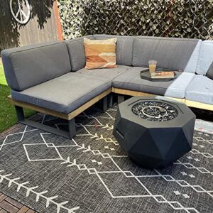 Kante Concrete Propane Fire Pit Table, 50,000 BTU Geometric Table with Tray Style Lid for Outside Patio Garden Decor, 25'' D X 18.5'' H Smokeless Gas Pit, Come Dust Covers, Charcoal (A-GF002-C60121)