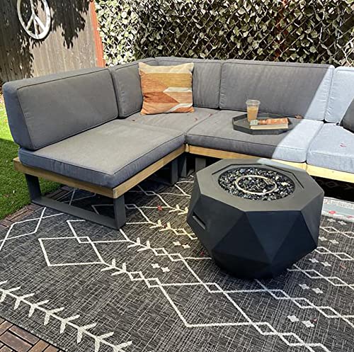 Kante Concrete Propane Fire Pit Table, 50,000 BTU Geometric Table with Tray Style Lid for Outside Patio Garden Decor, 25'' D X 18.5'' H Smokeless Gas Pit, Come Dust Covers, Charcoal (A-GF002-C60121)