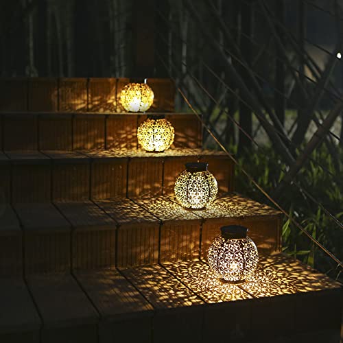 2 Pack Solar Lanterns Outdoor Waterproof, Outdoor Hanging Solar Lanterns Warm White Garden Lanterns Patio Halloween Decor for Garden Landscape Decoration (Butterfly 2 Pack)