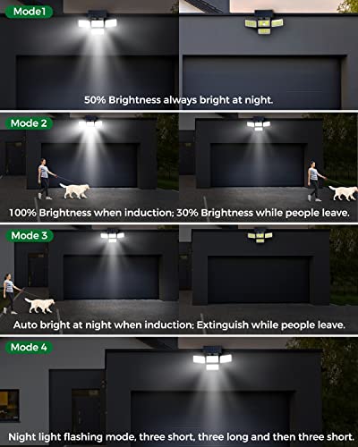 Mokot Solar Outdoor Lights, 288 LED IP65 Waterproof Motion Sensor Outdoor Lights with Remote Control, 4 Heads Solar Flood Lights for Garden Patio Yard Area Light - 2Pack