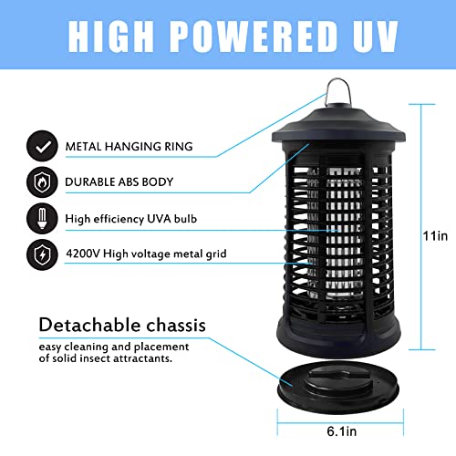 Electric Bug Zapper Indoor/Outdoor, 4200V High Powered Mosquito Zappers Killer, Waterproof Insect Fly Zapper Mosquito Trap Outdoor, Mosquito Lamp Bulb, Insect Killer for Home Garden Backyard, Camping