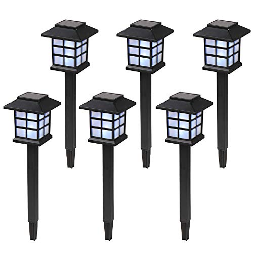 6pcs White LED Solar Lantern Torch Light Garden Landscape Lighting