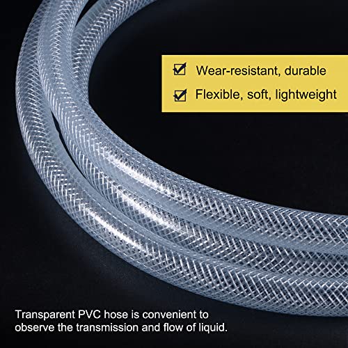 MECCANIXITY Braided Reinforced PVC Tubing 1/4" ID 3.3ft Transparent High Pressure for Water Hose