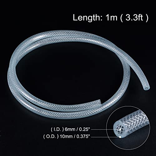 MECCANIXITY Braided Reinforced PVC Tubing 1/4" ID 3.3ft Transparent High Pressure for Water Hose