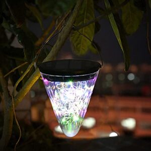 doingart outdoor hanging solar lights ,2000mah solar lantern hanging with 2 lighting modes for garden landscape party decoration (multicolor ）