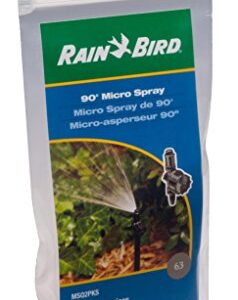 Rain Bird MSQ2PKS Drip Irrigation 10-32 Threaded Micro Nozzle, 0-10' Spray Distance, 2-Pack, Quarter-Circle 90° Pattern, Black