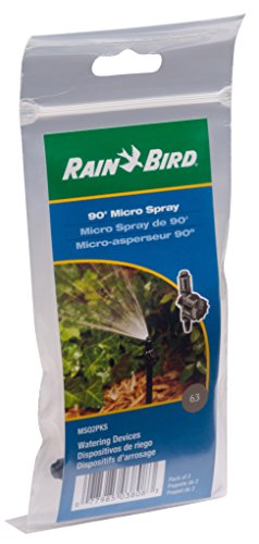 Rain Bird MSQ2PKS Drip Irrigation 10-32 Threaded Micro Nozzle, 0-10' Spray Distance, 2-Pack, Quarter-Circle 90° Pattern, Black