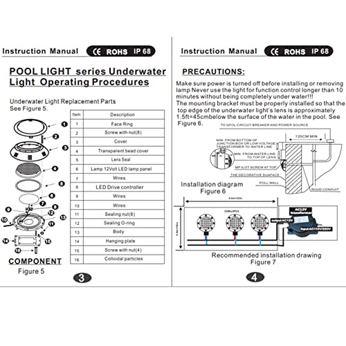 LED Pool Lights,LED Pool Light Waterproof IP68 Pool Lights 35W Multi Color Underwater Light Multicolor Light with Remote Control for Swimming Pool, Rockery, Aquarium, Garden,Waterfall