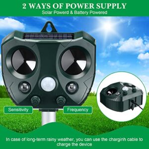 Ultrasonic Animal Repellers, Solar Ultrasonic Animal Repellent with Motion Detector, Weatherproof Outdoor Solar Animal Repeller for Garden Lawn Yard Farm Dog, Cat, Deer, Rat, Squirrel, Mole （4）