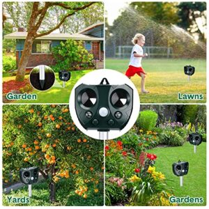 Ultrasonic Animal Repellers, Solar Ultrasonic Animal Repellent with Motion Detector, Weatherproof Outdoor Solar Animal Repeller for Garden Lawn Yard Farm Dog, Cat, Deer, Rat, Squirrel, Mole （4）