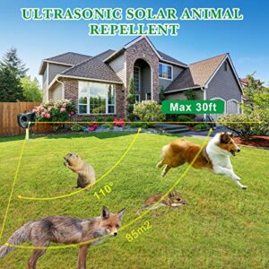 Ultrasonic Animal Repellers, Solar Ultrasonic Animal Repellent with Motion Detector, Weatherproof Outdoor Solar Animal Repeller for Garden Lawn Yard Farm Dog, Cat, Deer, Rat, Squirrel, Mole （4）