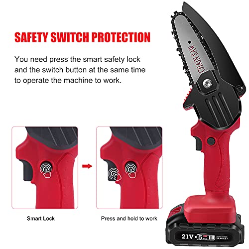 Mini Chainsaw, Cordless Portable Electric Chainsaw with 2 Battery and Chain, 4-Inch Handheld Pruning Shears Chainsaw for Tree Branch Wood Cutting