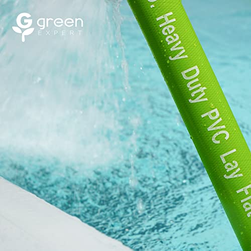 Green Expert 1-1/2" ID PVC Lay-Flat Water Discharge Hose Sump Pump Draining Accessories Heavy Duty Pool Backwash Hose Great for Water Disposal from Pools Garden Pond Hot Tub 25FT Length