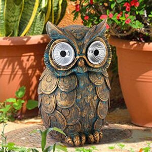 gaidenly outdoor solar garden lights, owl garden statue, resin figurine garden lawn ornaments, decorative garden lights for lawn patio yard pathway, gardening gifts for women, outdoor party decoration