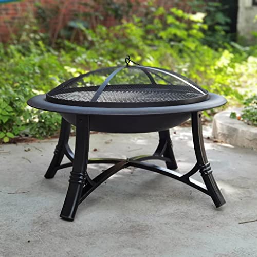 JAHH Camping Fire Pit Bonfire Stove Bonfire Activity Wood Basket Black Garden Decoration Wood Stove Heating Furnace with Baking Net