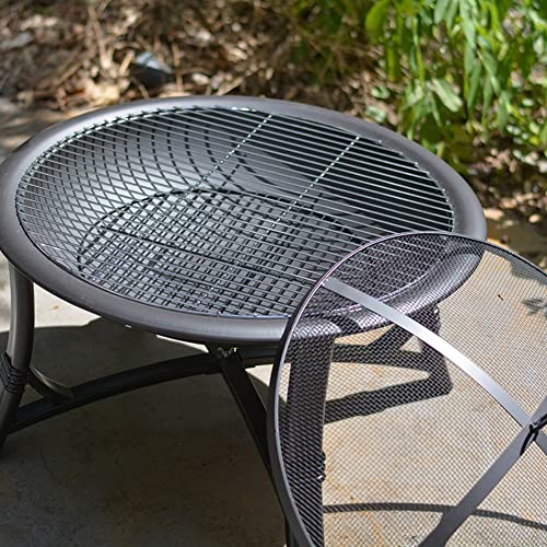 JAHH Camping Fire Pit Bonfire Stove Bonfire Activity Wood Basket Black Garden Decoration Wood Stove Heating Furnace with Baking Net