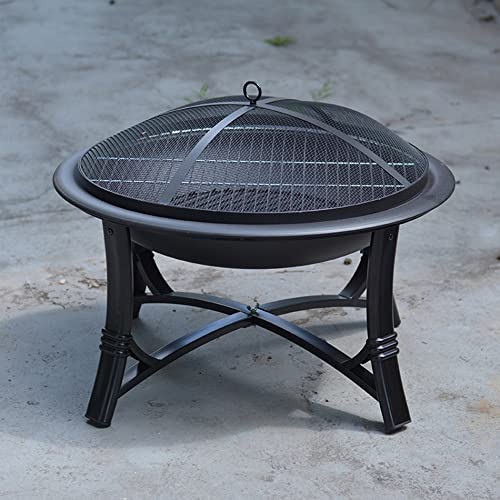 JAHH Camping Fire Pit Bonfire Stove Bonfire Activity Wood Basket Black Garden Decoration Wood Stove Heating Furnace with Baking Net