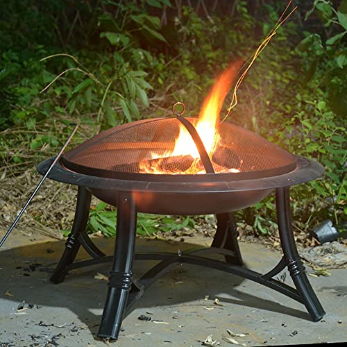 JAHH Camping Fire Pit Bonfire Stove Bonfire Activity Wood Basket Black Garden Decoration Wood Stove Heating Furnace with Baking Net