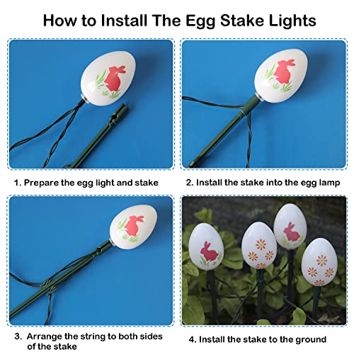 25Ft 20 LED Solar Easter Eggs Stake Lights for Easter Decorations, 8 Modes Solar Easter Eggs Lights, Waterproof Solar Easter Yard Stake for Outdoor Easter Decor Garden Yard Pathway Lawn Spring Decor