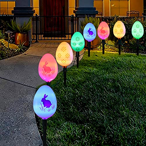 25Ft 20 LED Solar Easter Eggs Stake Lights for Easter Decorations, 8 Modes Solar Easter Eggs Lights, Waterproof Solar Easter Yard Stake for Outdoor Easter Decor Garden Yard Pathway Lawn Spring Decor